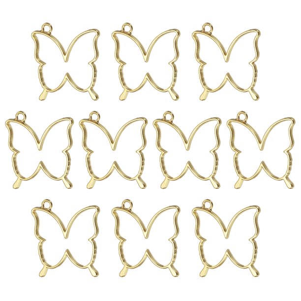 Uxcell Butterfly Shaped Alloy Open Back Bezel Pendants DIY Hollow Resin ...