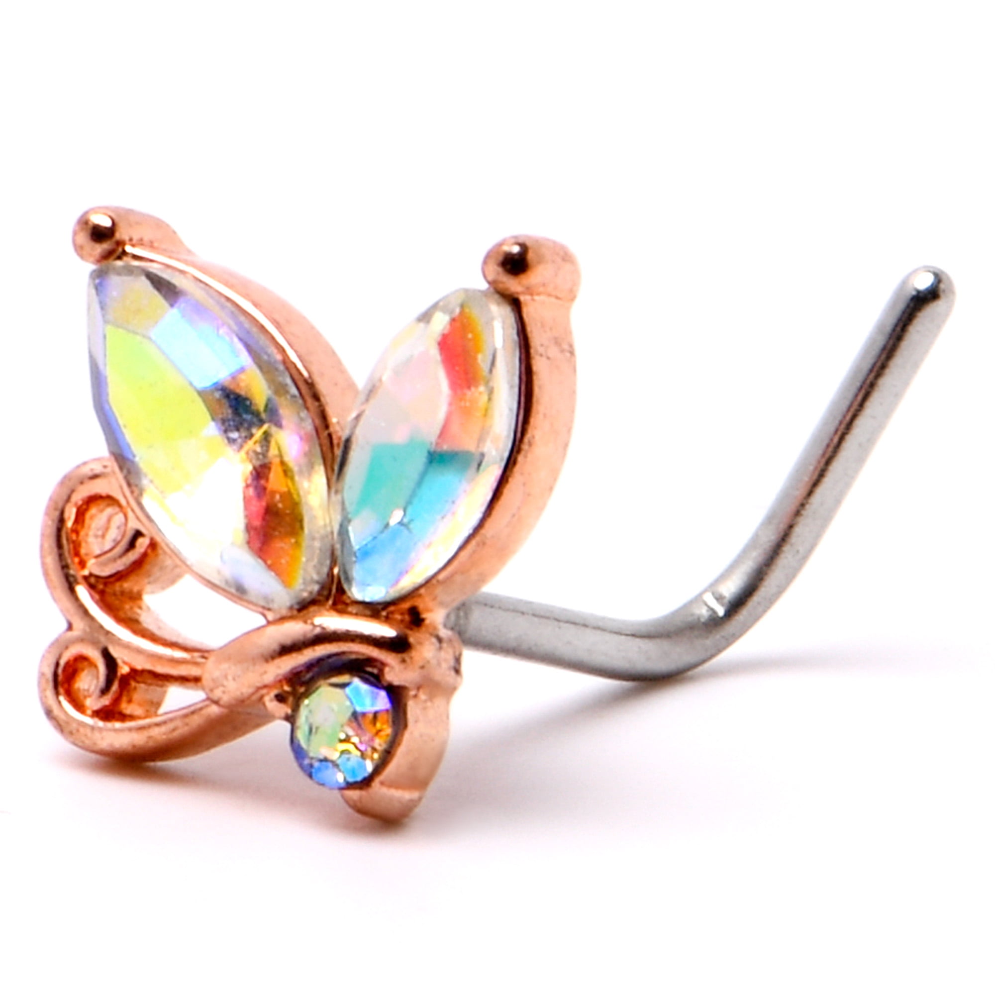 Body Candy Womens 20g 6mm 316l Stainless Steel L Shaped Nose Ring Pink