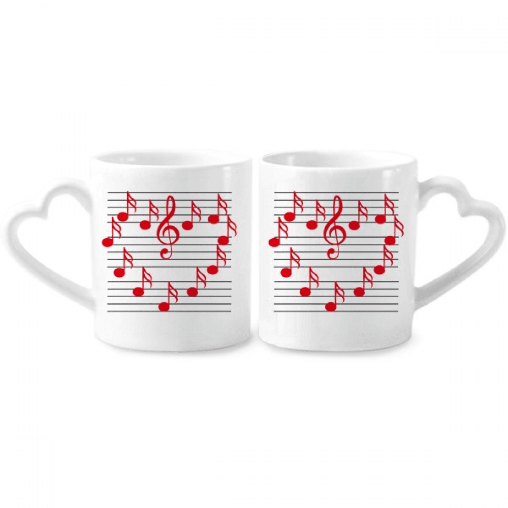 Music Symbol Heart-Shaped Staff Spectrum Couple Porcelain Mug Set Cerac ...