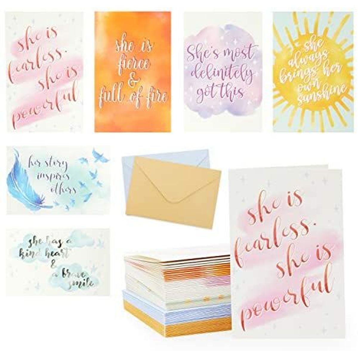 36 Pack Positive Affirmation Greeting Cards with Envelopes, 6 ...