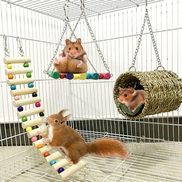 PawHut Wooden Hamster Cage, 3 Tier Small Animal Cage with Detachable 12 ...