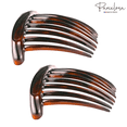 Parcelona Set of 2 French Side Combs Tortoise Shell Hair Slides Bun ...