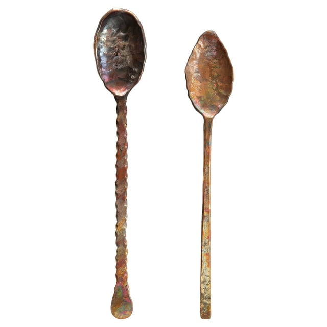 Creative Co-Op Hand-Forged Copper Spoons with Burnt Finish (Set of 2 ...