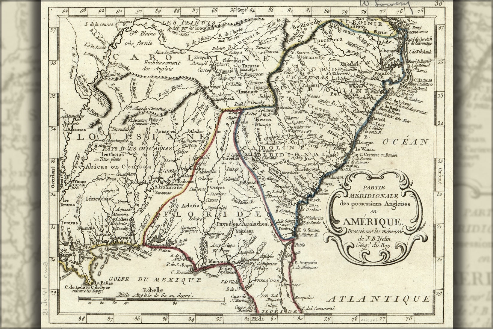 24"x36" Gallery Poster, map of georgia north south carolina 1783 ...