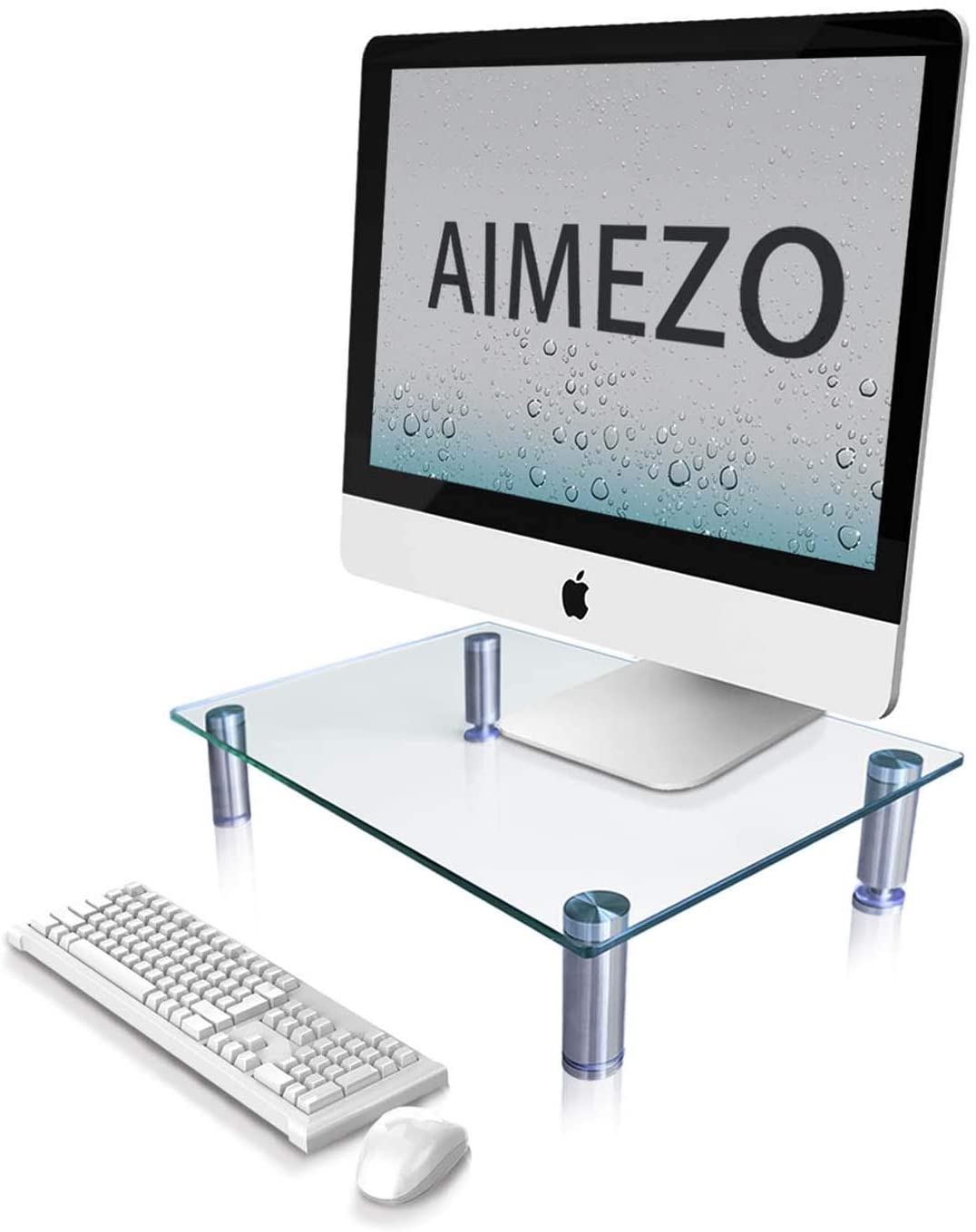 AIMEZO Computer Monitor Stand with Height Adjustable Leg Clear Desktop ...