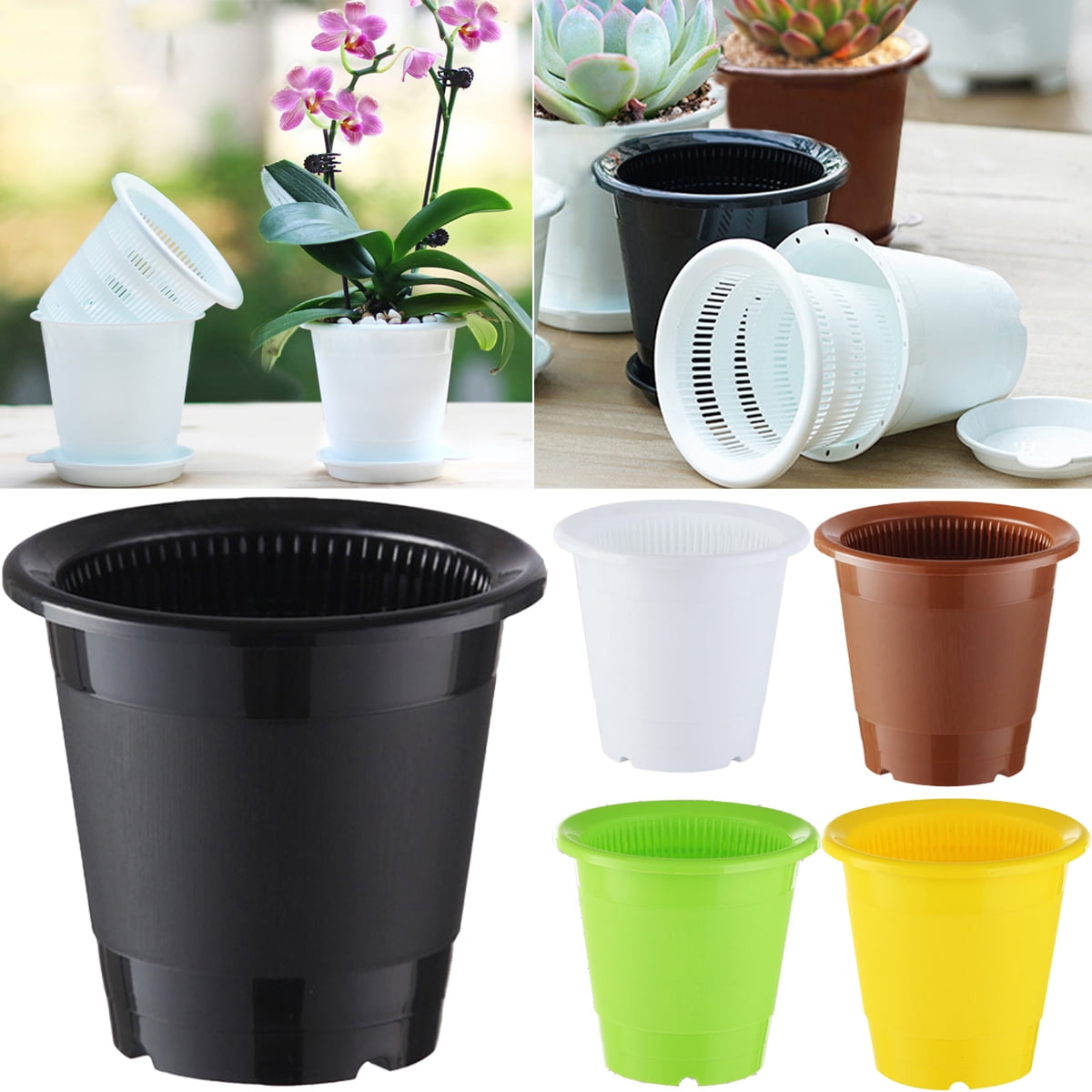 Walbest Mesh Net Pots, Plastic Orchid Pots Flexible Nursery Pot Flower ...