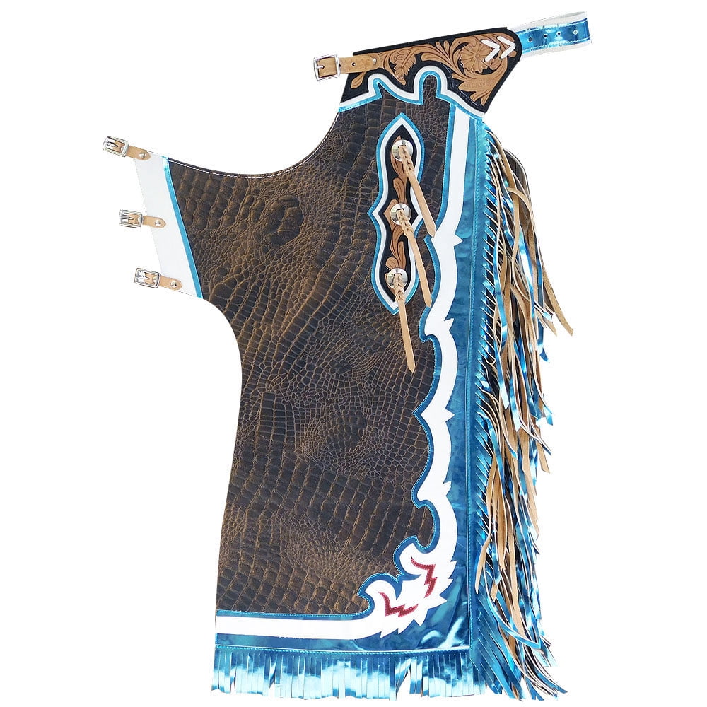 52HS Hilason Bull Riding Alligator Print Genuine Leather Rodeo Western ...