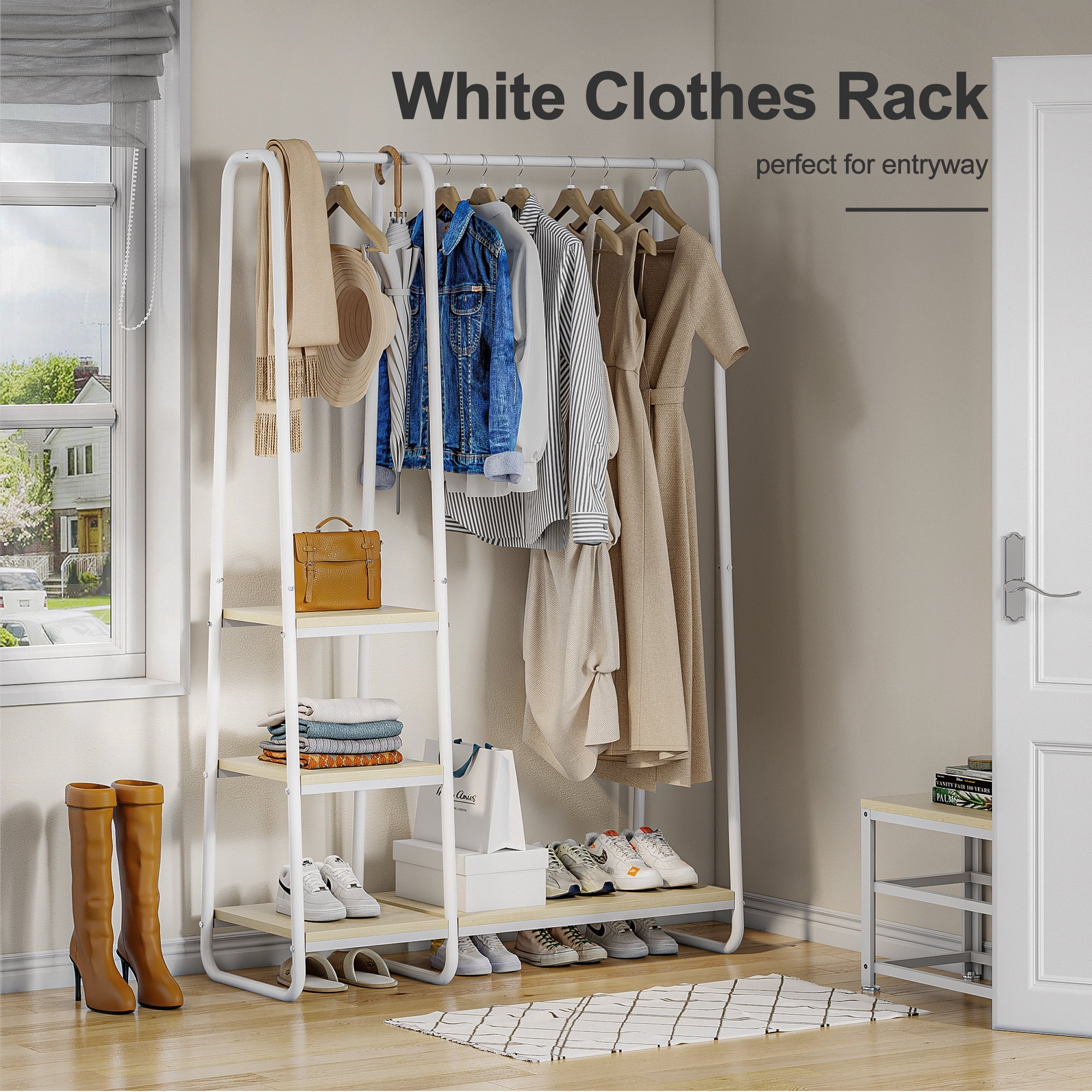 Raybee Standing Clothes Rack with Shelves - Heavy Nepal | Ubuy