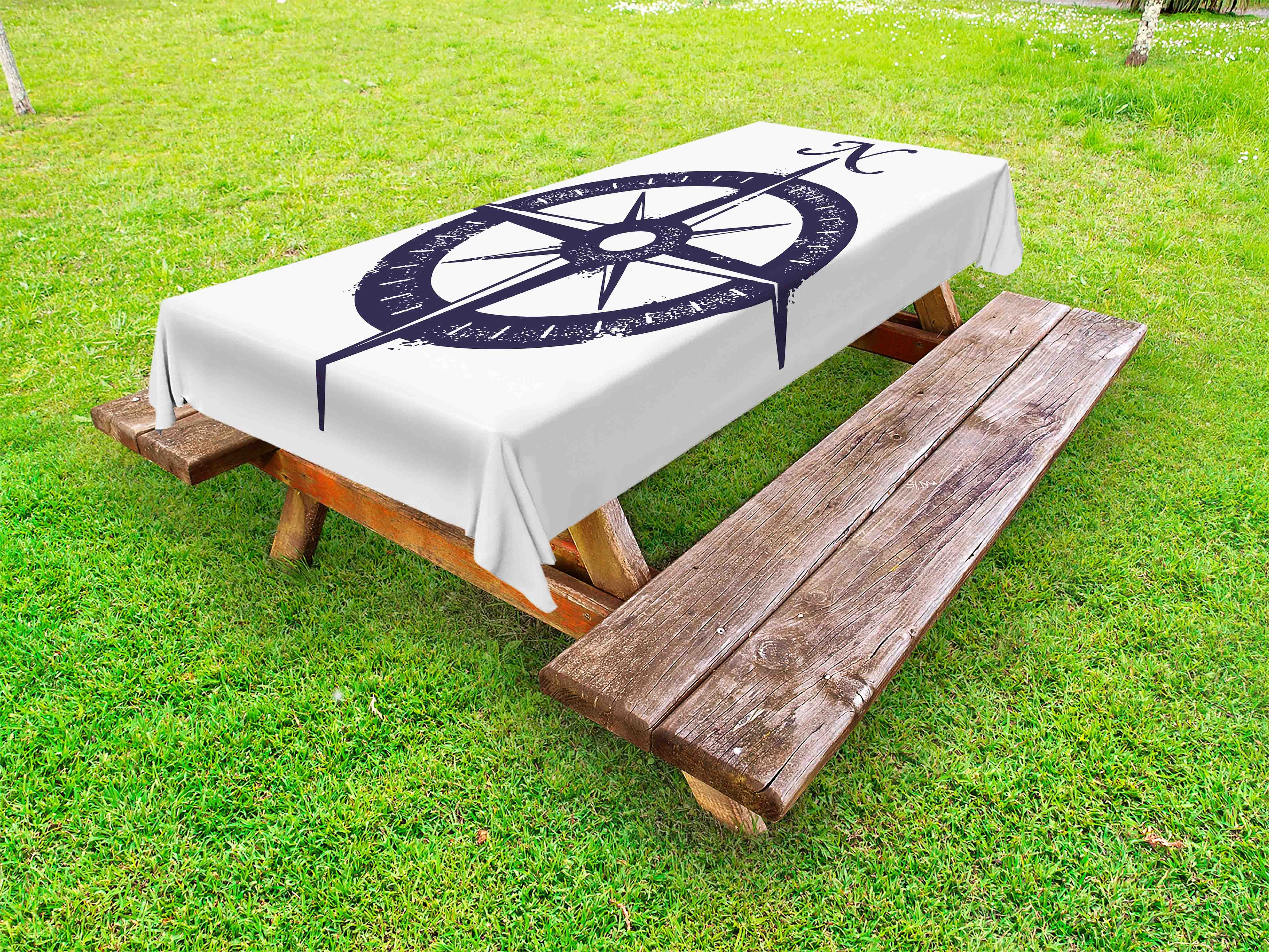 Compass Outdoor Tablecloth, Sailing Compass with a Giant Symbol on with ...
