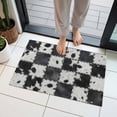 Abstract Cowhide Patchwork Door Mat 20x31.5 Inch Country Farm Black ...