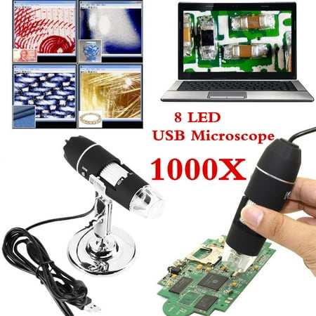 WALFRONT USB Digital Microscope,1000X Zoom 8 LED USB Microscope Digital ...