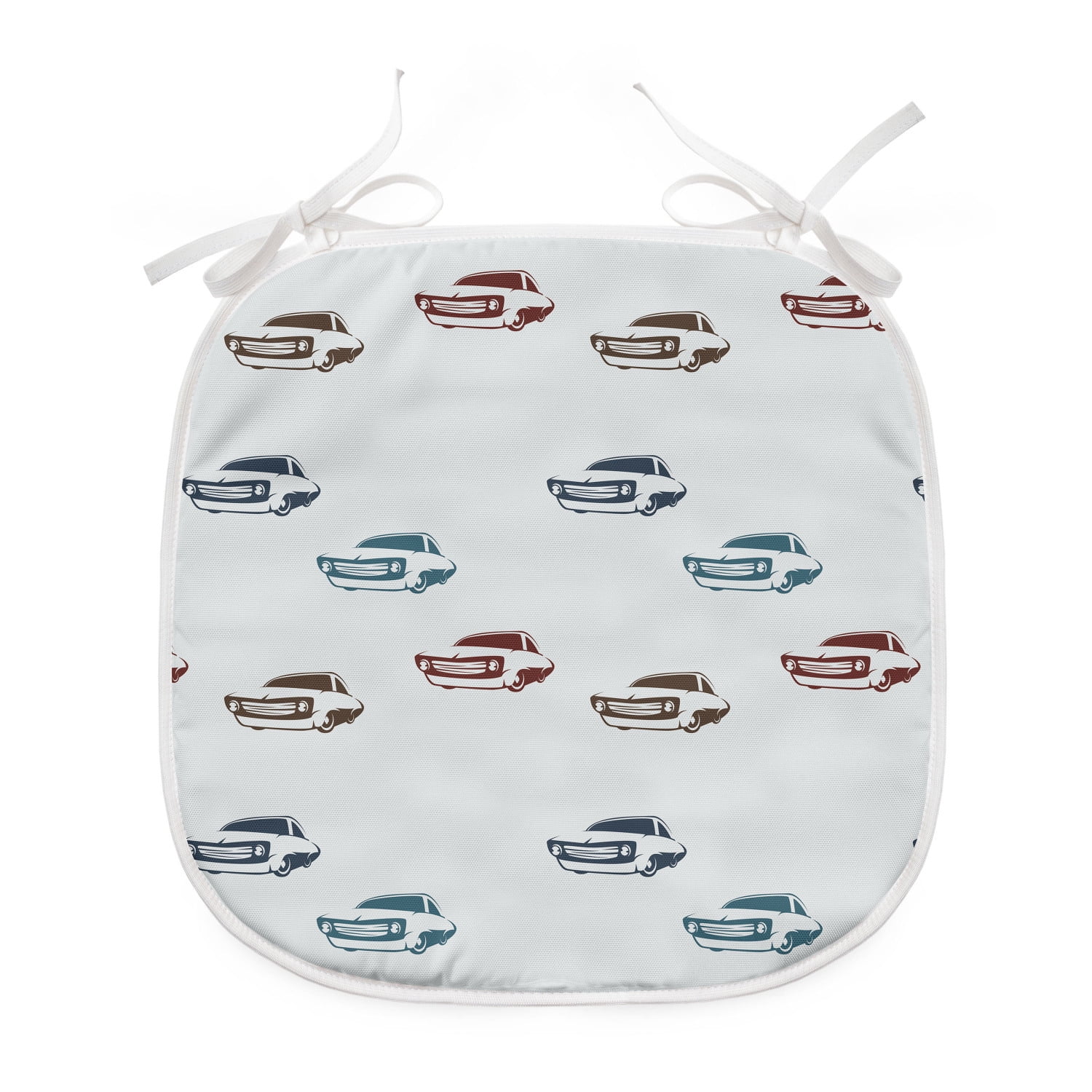 Cars Dining Chair Pad, Different Colored Muscle Cars with Retro Display ...