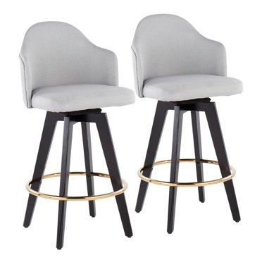 Modway Privy 24.5" Modern Fabric Counter Stool in Gray/Black (Set of 2 ...