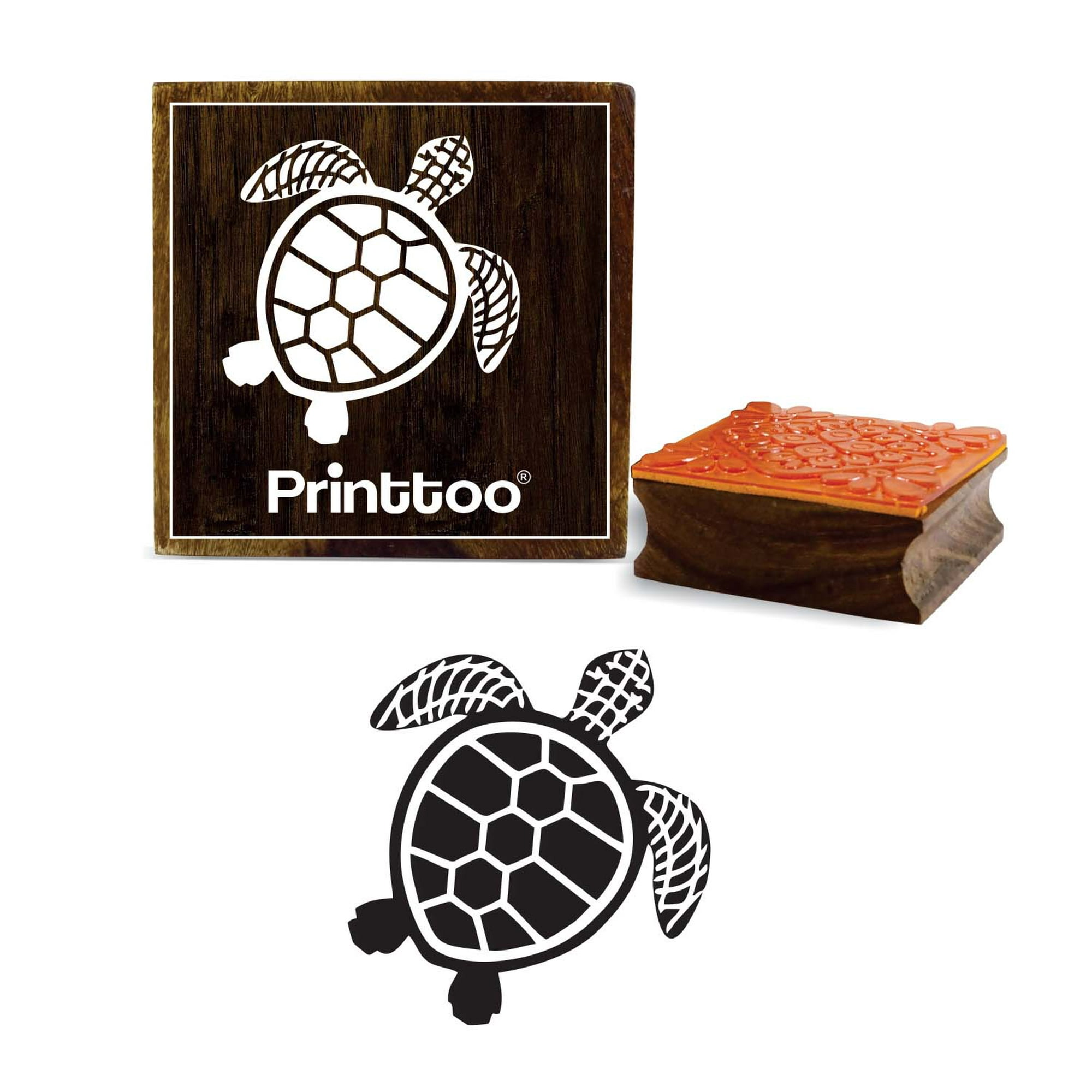 Printtoo Brown Wooden Rubber Turtle Pattern Block Scrap-Booking Square Stamps-3 X 3 Inches 3 X 3 Inches