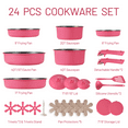 Carote 24Pcs Nonstick Pink Cookware Sets W/ Die-Cast Lid, Detachable ...