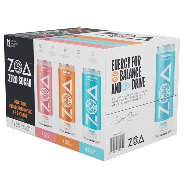 ZOA Zero Sugar Energy Drink, Variety Pack, 12 Fluid Ounce (Pack of 12 ...