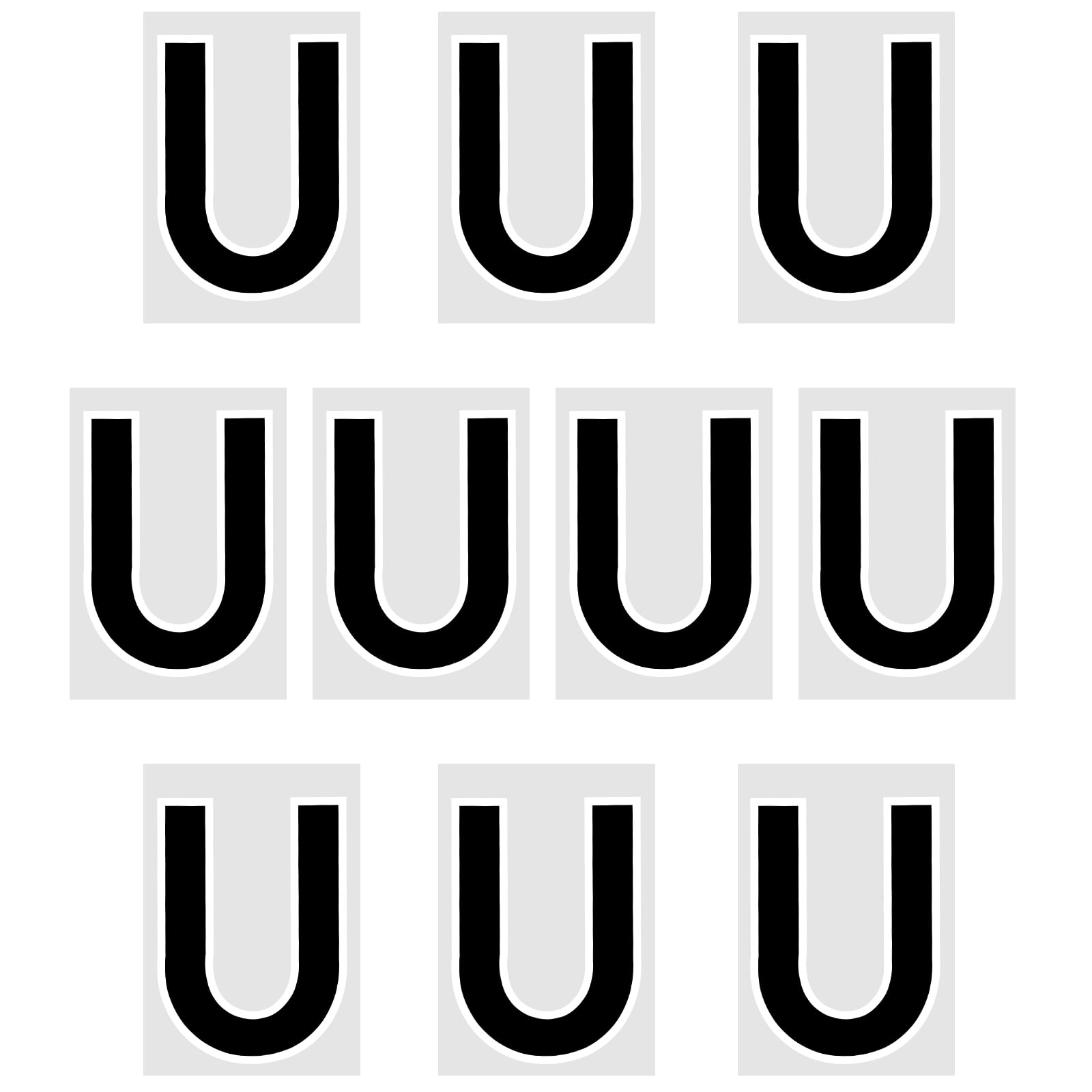 Letter U Patches Iron on Heat Transfer Letters 2 Inch Black Letter DIY ...