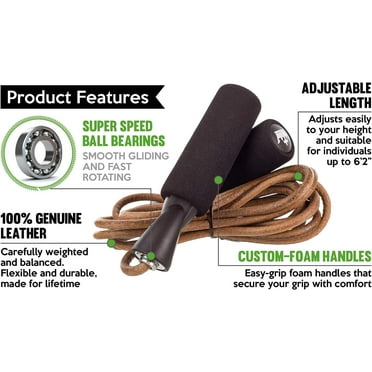 GoFit Athletic Training Jump Rope - Leather Fitness Jump Rope - Walmart.com