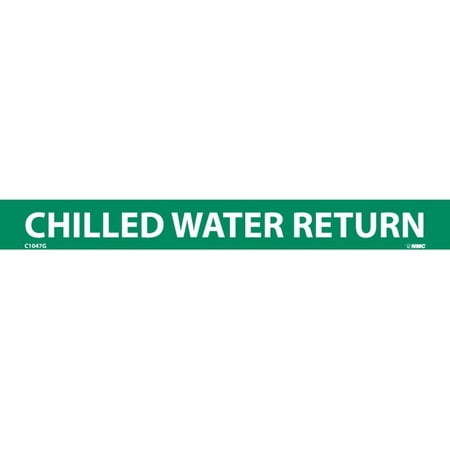 NMC C1047G Pipemarkers Sign, Legend"Chilled Water Return", 9" Length x ...