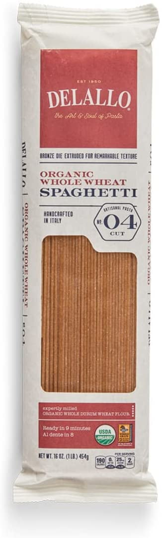 Delallo Organic Spaghetti Pasta Whole Wheat No.4 -- 1 lb Pack of 2 ...