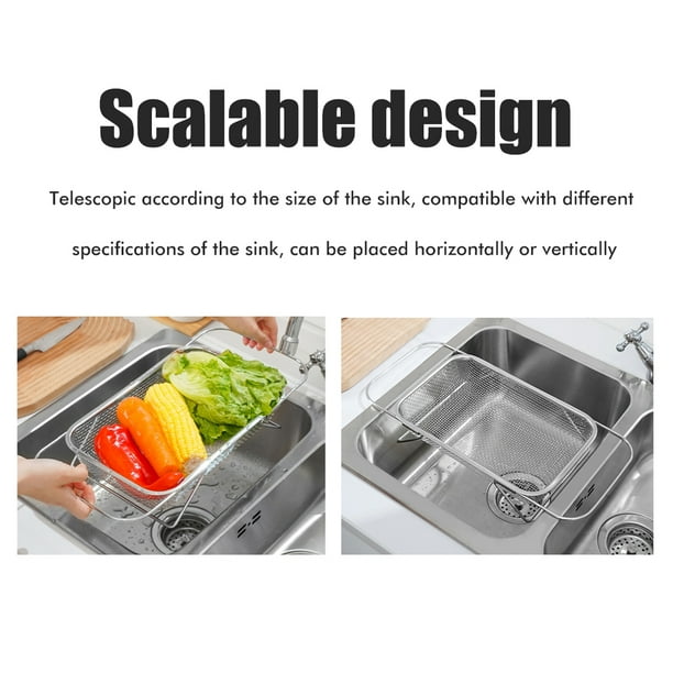 Over The Sink Colander Stainless Steel Strainer Basket Over The Sink ...