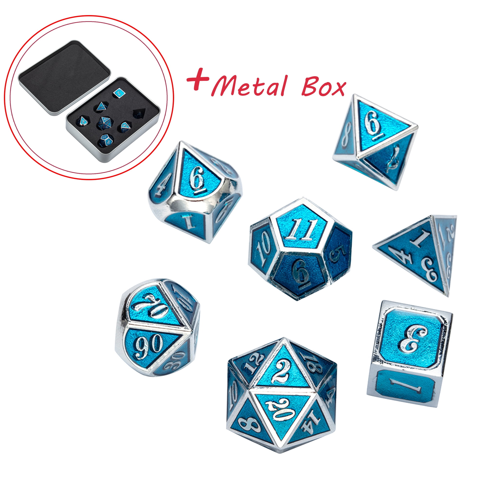 7pcs Set Metal Dice,Metallic RPG Role Playing Game Dice for RPG ...