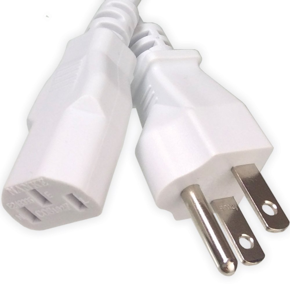 Ipax 15Ft Extra Long White AC Power Cord Cable Pure Copper Wire Core in ...