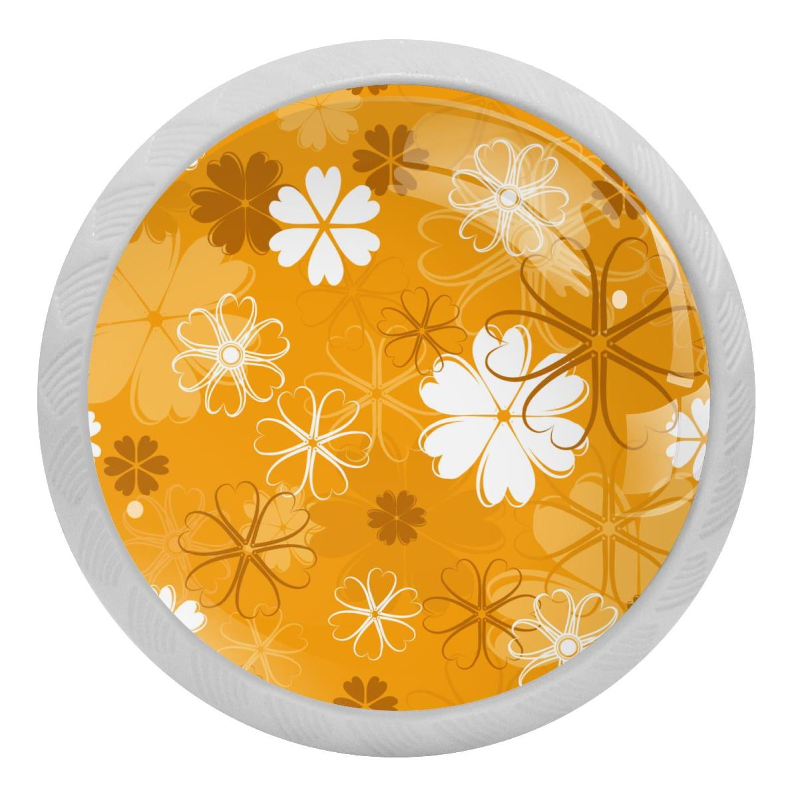 4PCS Round Floral Pattern Cabinet Fluorescence Knob Glowing in the Dark ...