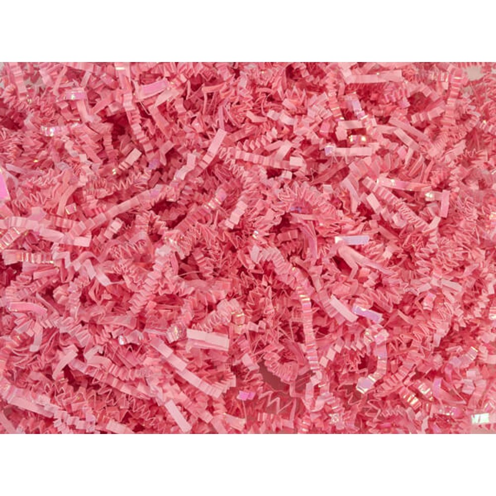 Pack of 1, Laminate Light Pink Crinkle Cut Shredded Paper, 8 Oz Bag For ...