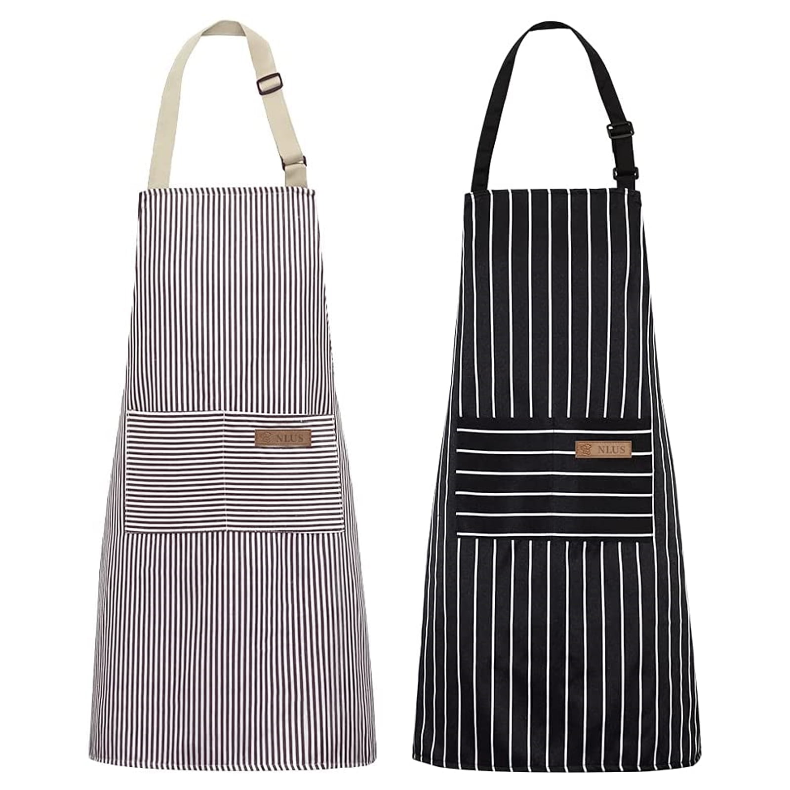 NLUS 2 Pack Cooking Aprons for Women Men with 2 Pockets, 29.5" x 26.8 ...
