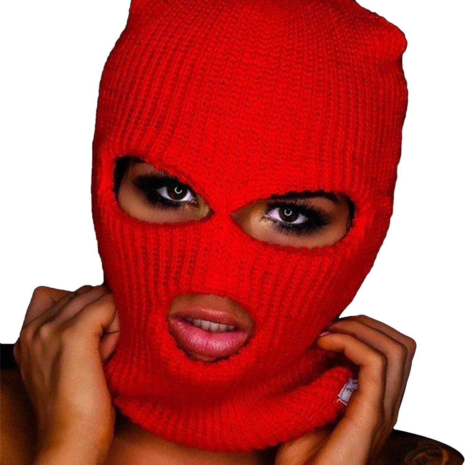 3-Hole Knitted Full Face Cover Ski Mask Soft Winter Balaclava Cap Warm ...
