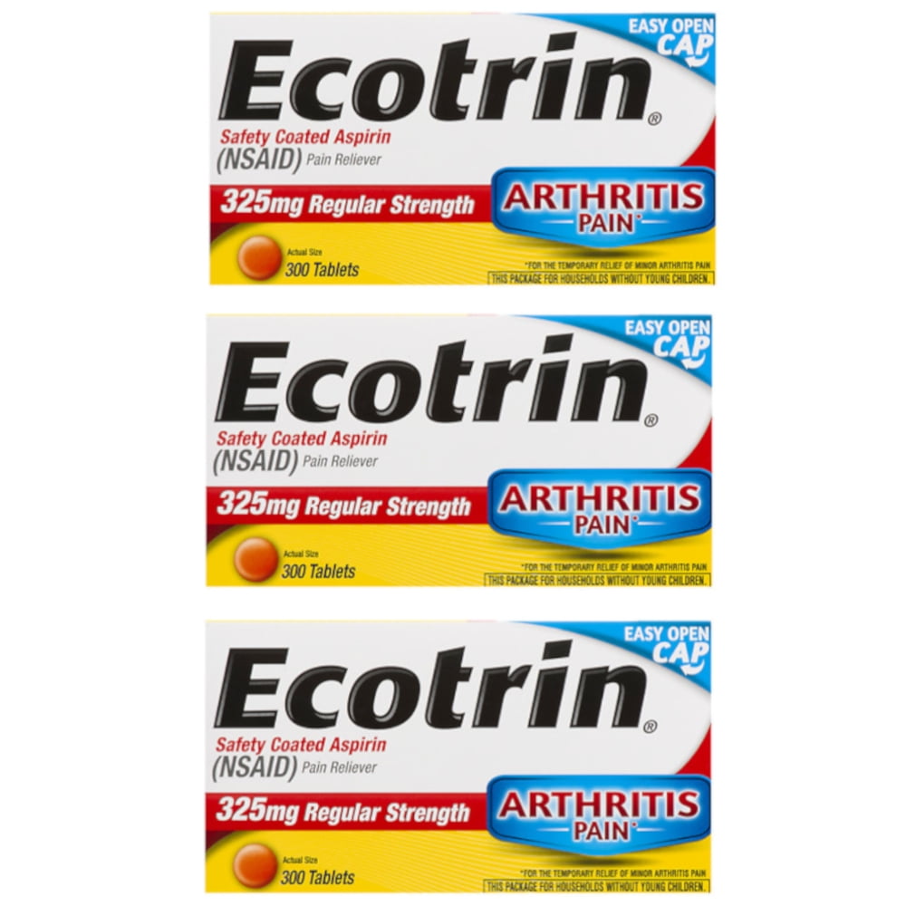 Ecotrin Regular Strength Safety Coated Arthritis Aspirin 325mg 300ct,3 ...