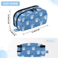Blue French Fries Pattern PVC Pencil Case Water-Repellent Clear Window ...
