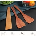 3Pcs Wooden Spatulas, 12inch Long Handle Flat Spatula Set for Nonstick ...