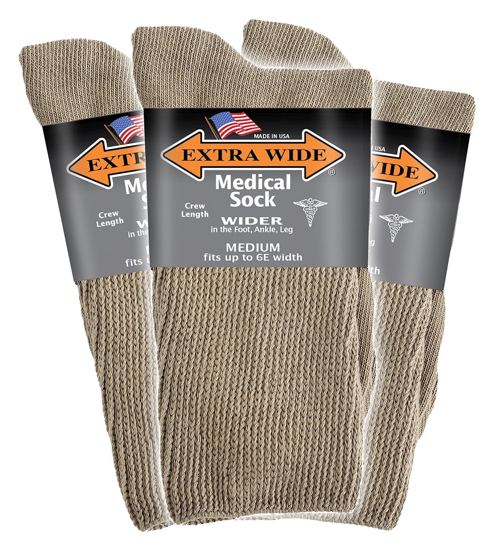 Extra Wide Medical Crew (Mid-Calf) Socks (3 Pairs) for Men and Women ...