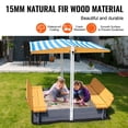 Outdoor Sandbox with Canopy, Foldable Benches&Bottom Liner - Natural ...
