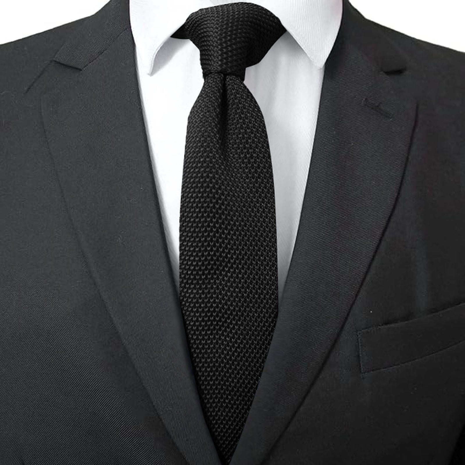 Men's Slim Knit Tie Solid Color Skinny Necktie Casual Business Wedding ...
