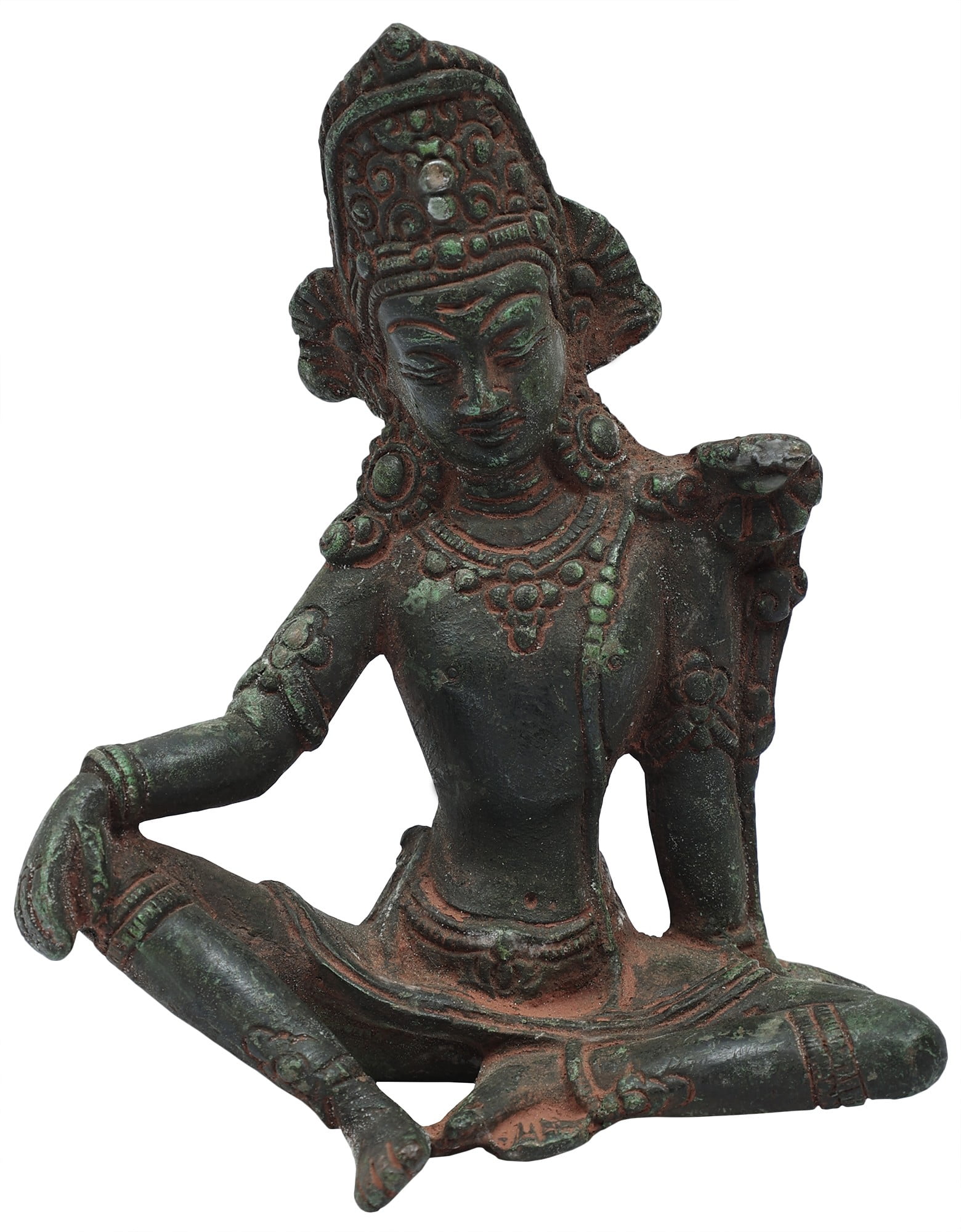 4" Seated Indra, The Head Lowered In Brass | Handmade | Made In India ...