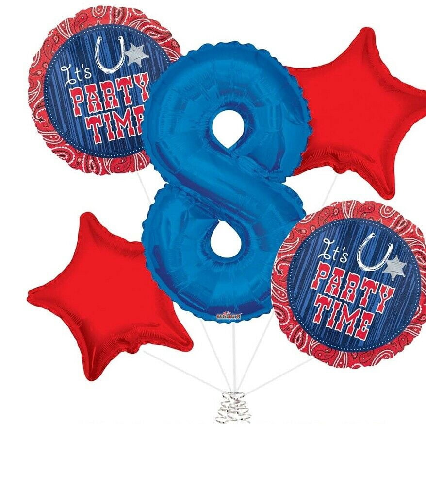 8th Red & Blue Bandana Birthday Balloons Decoration Supplies Party Time ...
