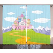 Ambesonne German Curtains 2 Panel Set, Colorful Street Houses, 108" x ...