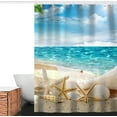 Beach Shower Curtain Fabric Washable Seashell Starfish Bathroom Decor ...