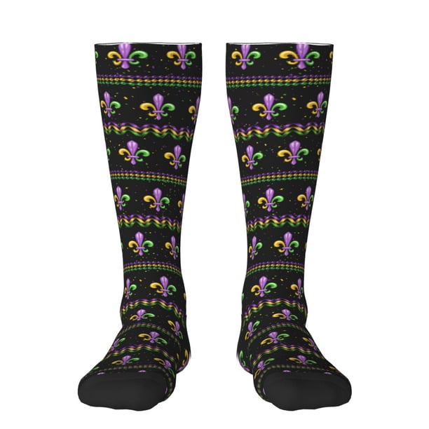 Fotbe Mardi Gras Fleur de Lis Calcetas Divertidas Estampadas para ...