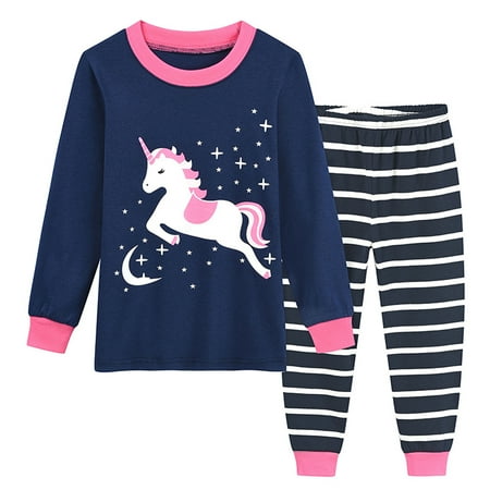 Little Girls Pajamas Sets Toddler PJS 100% Cotton Long SleeveSleepwear ...