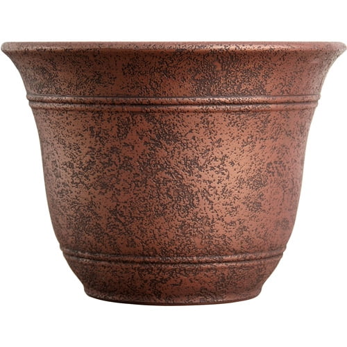 HC Companies Sierra 16 Inch Round Flower Garden Planter Pot, Rustic ...