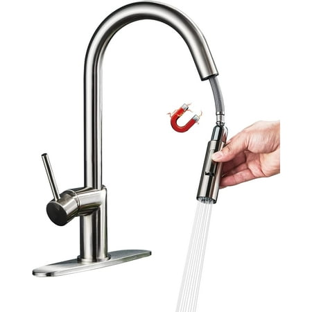Cold Water Only Kitchen Faucet Brushed Nickel Single Handle 1 Hole 360 ...