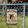2D Flat, Vintage Welcome to Nut House Squirrel Metal Tin Plaque Wall ...