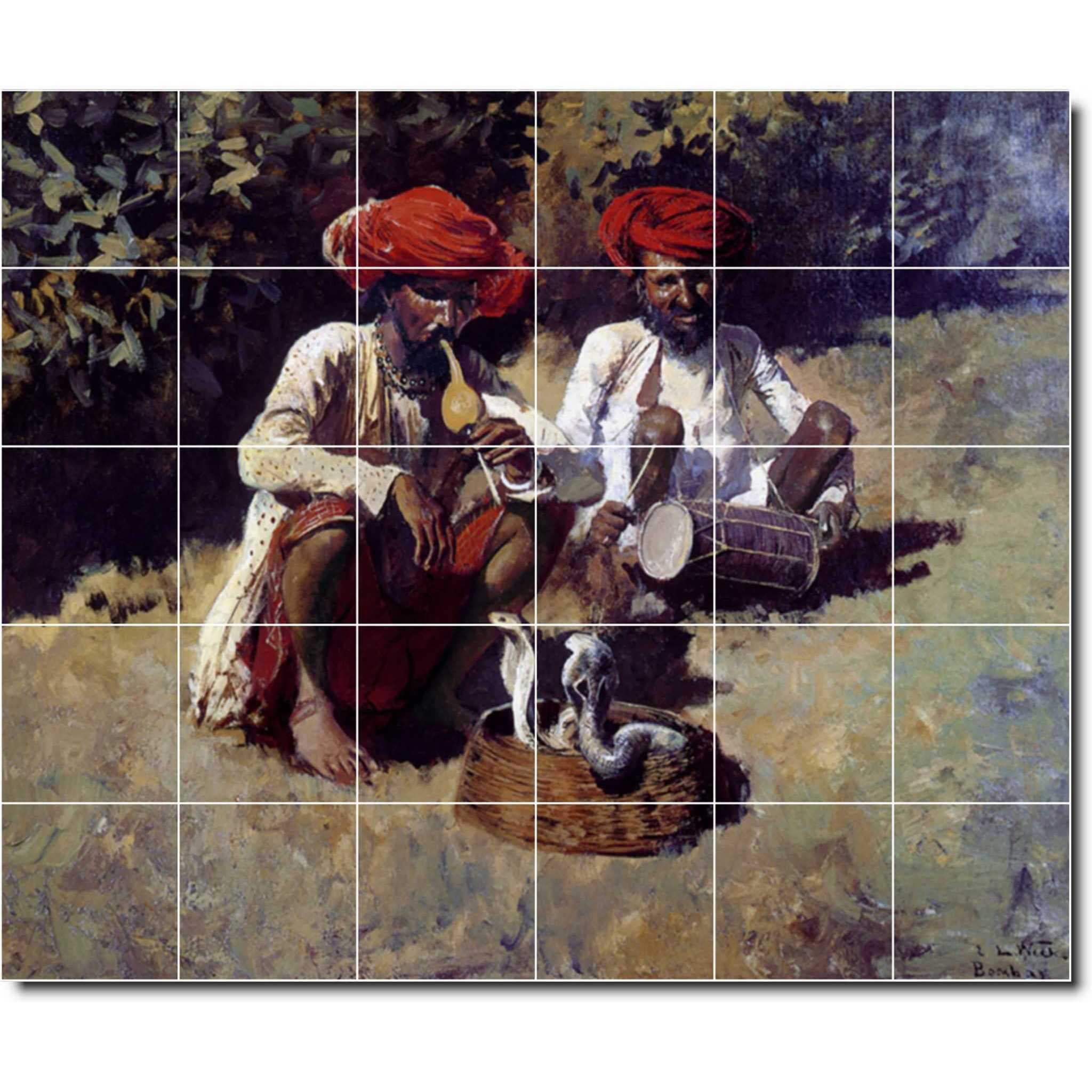 Ceramic Tile Mural-Edwin Weeks Historical Floor Tile Mural 1. 36" w x ...