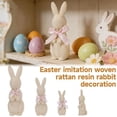 15cm Rattan Effect Resin Easter Bunny Figurine, Rustic Wicker Rabbit ...