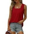Fantaslook Women's Pleated Square Neck Sleeveless Tank Tops, Flowy ...