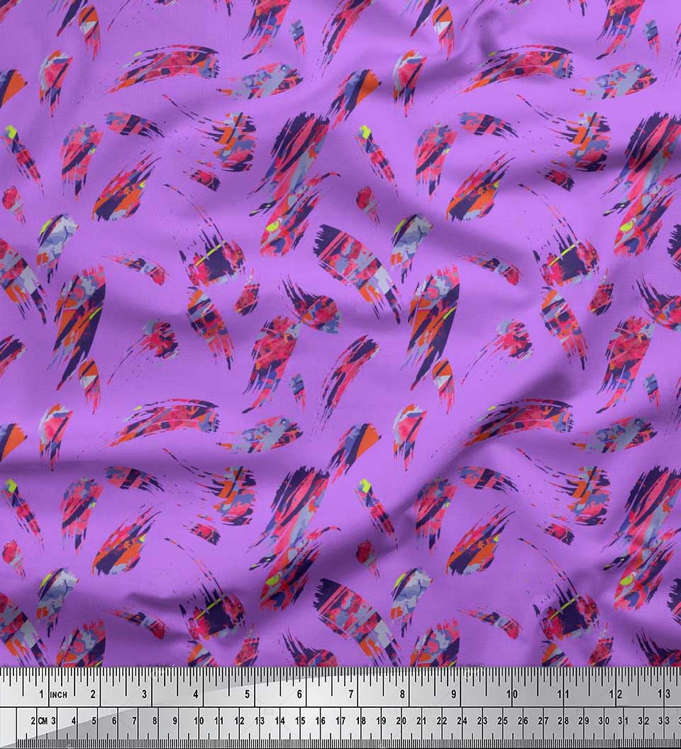 Soimoi Cotton Voile Fabric Brush Stroke Abstract Print Fabric by the ...